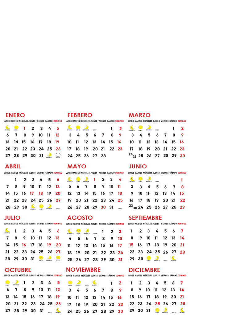 Calendaria Rojo y Negro | PDF