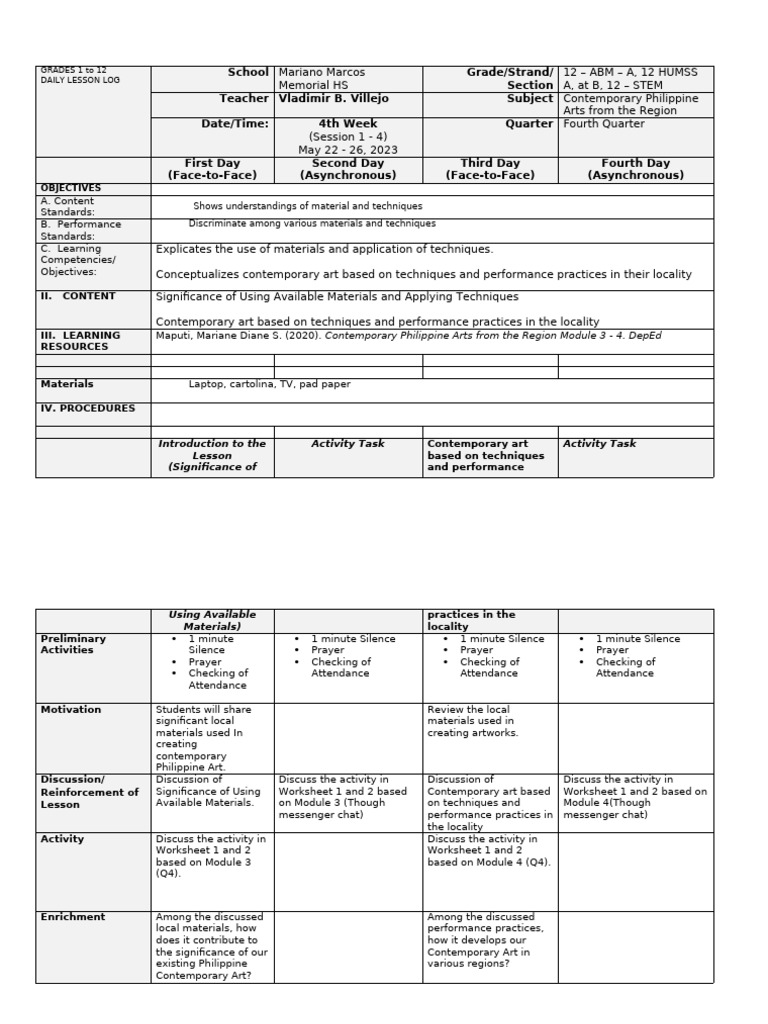 DLL - CPAR Villejo - Week14 | PDF | Behavior Modification | Learning