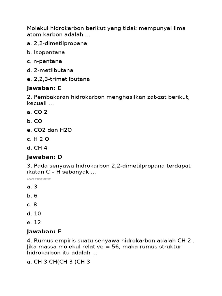Kumpulan Soal Kimia Kelas Xi | PDF