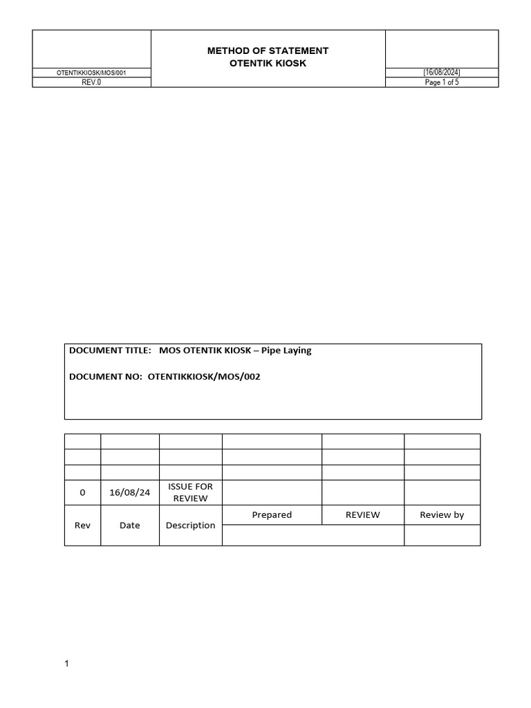 Appendix 1 - Method of Statement | PDF | Pipe (Fluid Conveyance) | Drainage
