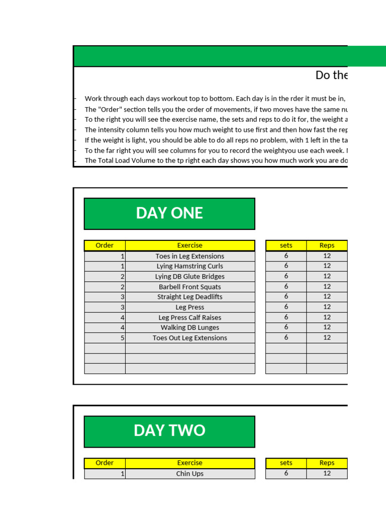 6-Day Workout Plan with Supersets | PDF | Weight Training | Strength ...