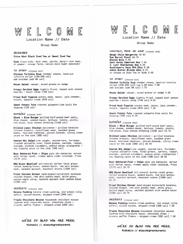 Large Party Menu | PDF