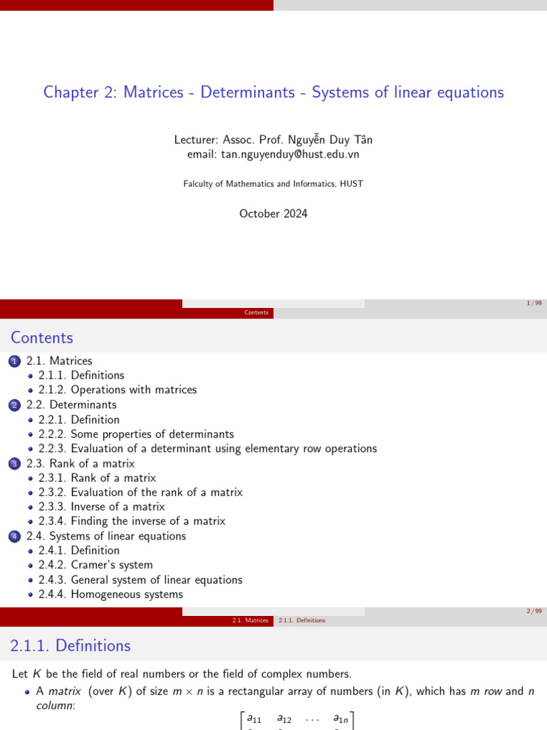 Chapter 2 | PDF | Matrix (Mathematics) | Determinant