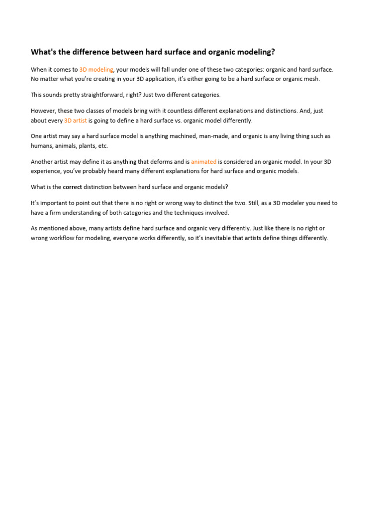 Modeling Surface and Organic | PDF | 3 D Modeling | Shape