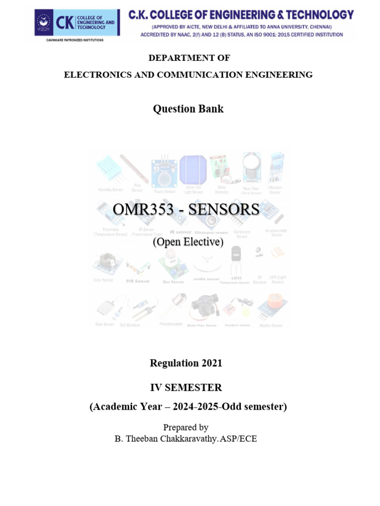 Sensors Question Bank for ECE | PDF | Sensor | Engineering