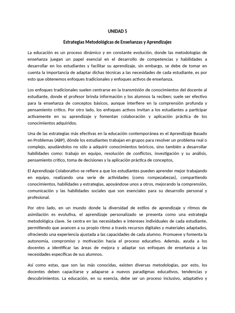 Metodologias de Aprendizaje | PDF | Enseñando | Aprendizaje