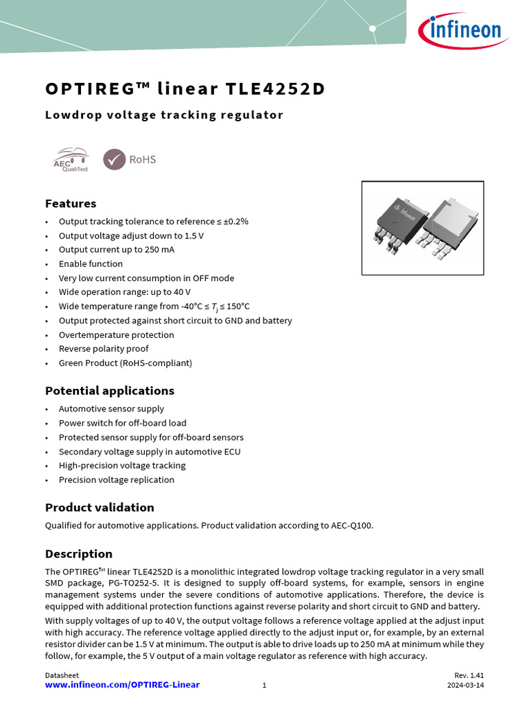 Infineon TLE4252D DataSheet v01 - 41 EN | PDF | Electrical Engineering | Electricity