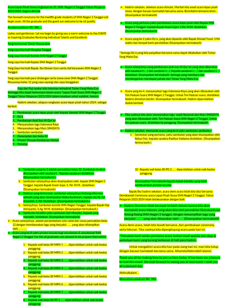 Teks MC Resmi Lepas Pisah | PDF