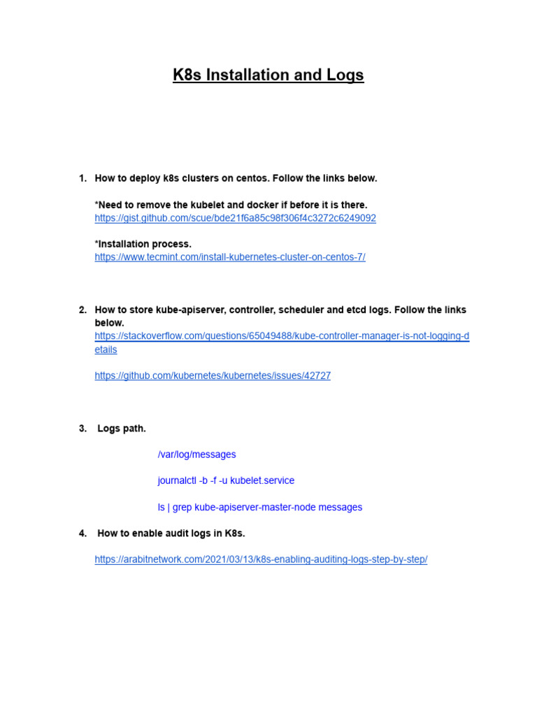K8s Installtion and Logs | PDF | Computers