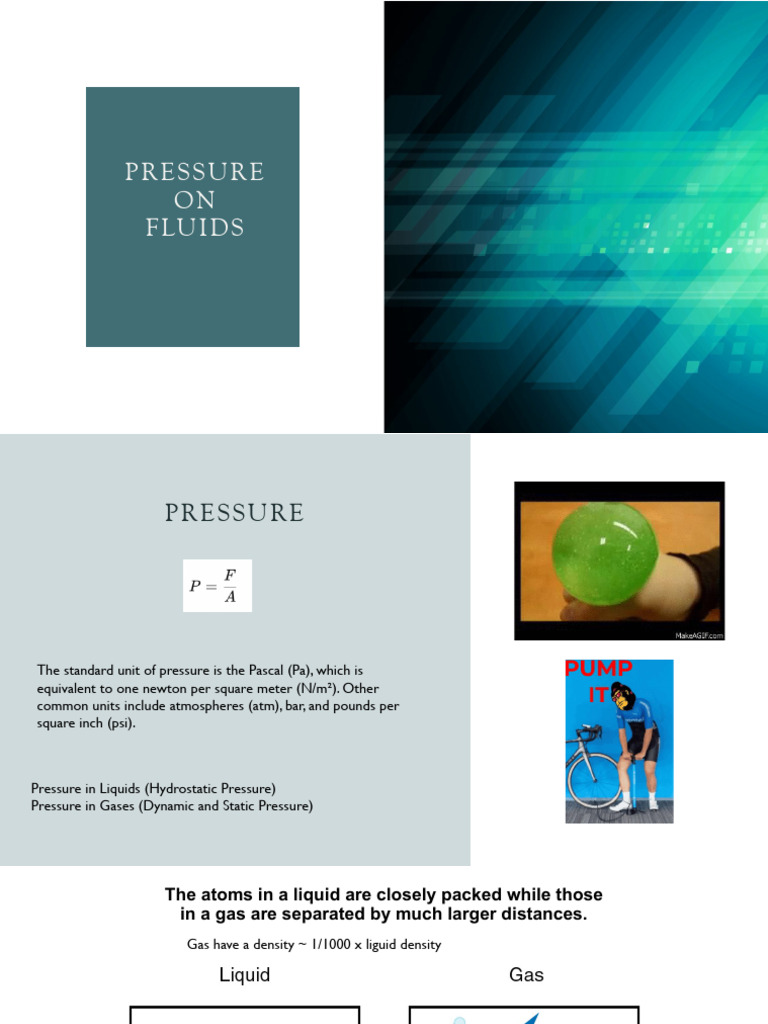 Pressure On Fluids | PDF | Pressure | Gases