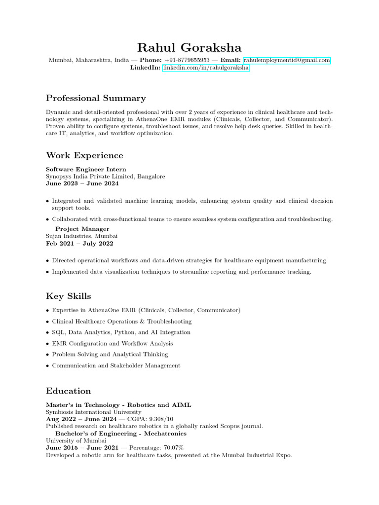 Resume Rahul Ajit Goraksha | PDF