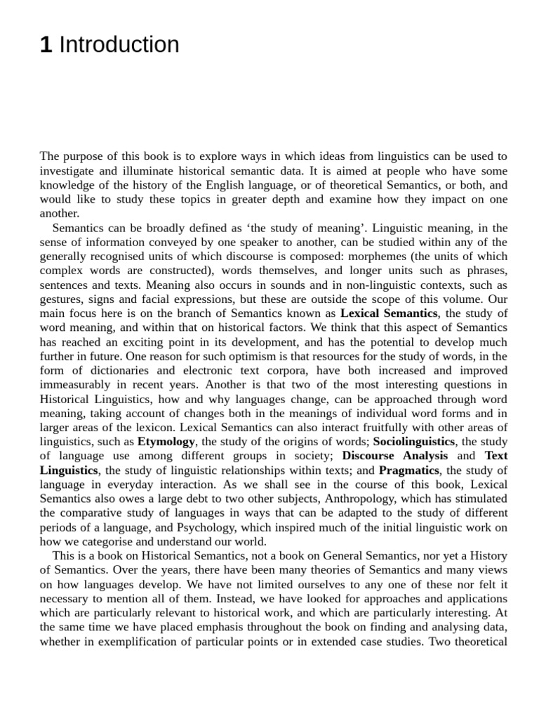 English Historical Semantics - (1 Introduction) | PDF | Semantics | Linguistics
