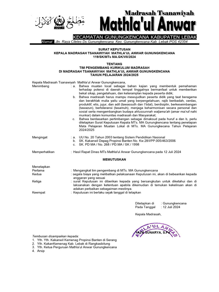 SK Kurikulum 2024-2025 | PDF SK Kurikulum 2024-2025 | PDF
