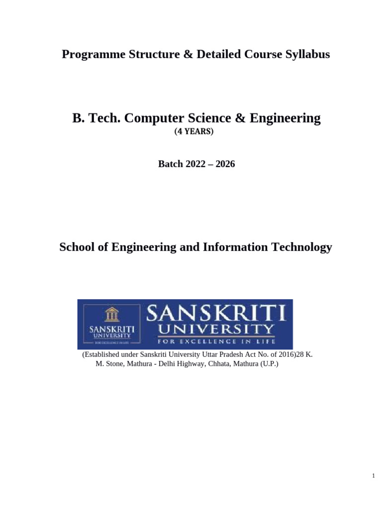 B.Tech Computer Science Course Syllabus | PDF | Matrix (Mathematics ...
