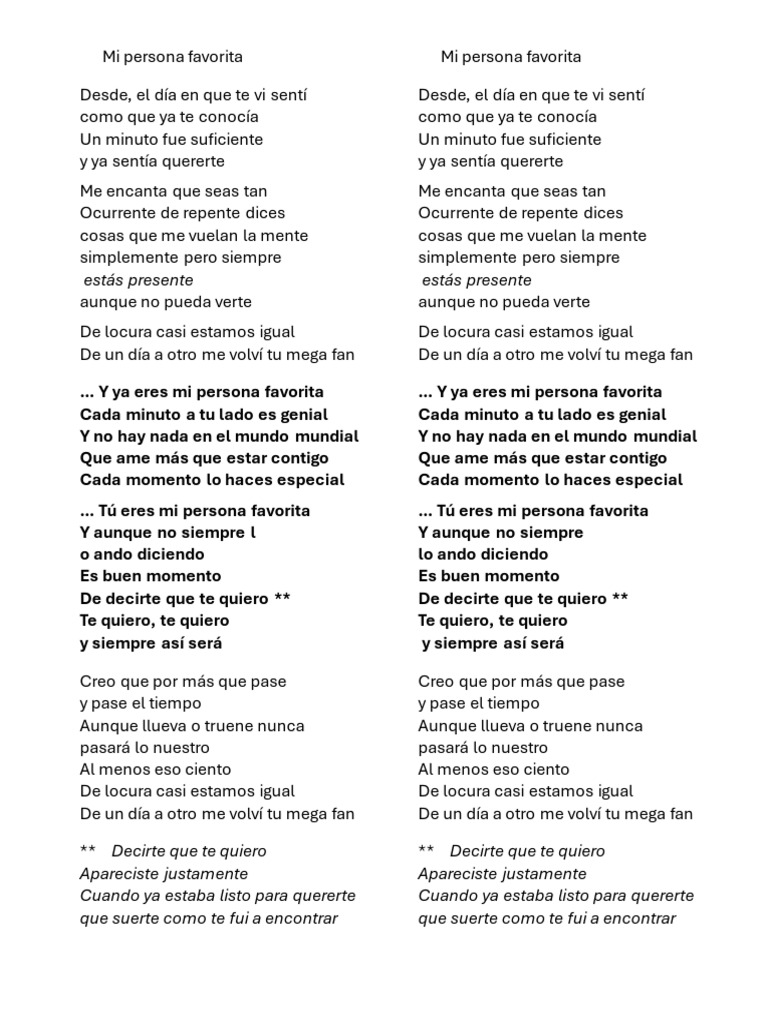 Mi Persona Favorita | PDF