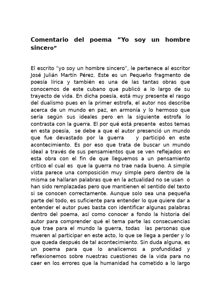 Yo Soy Un Hombre Sincero | PDF | Poesía