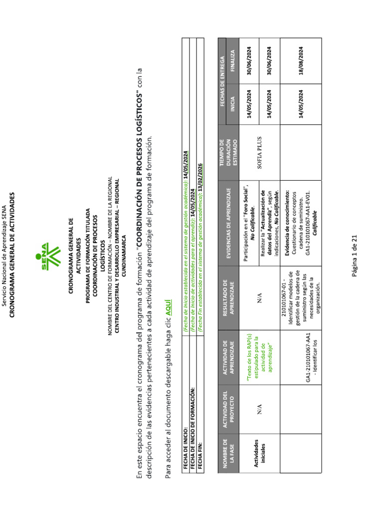 Cronograma Programa | PDF