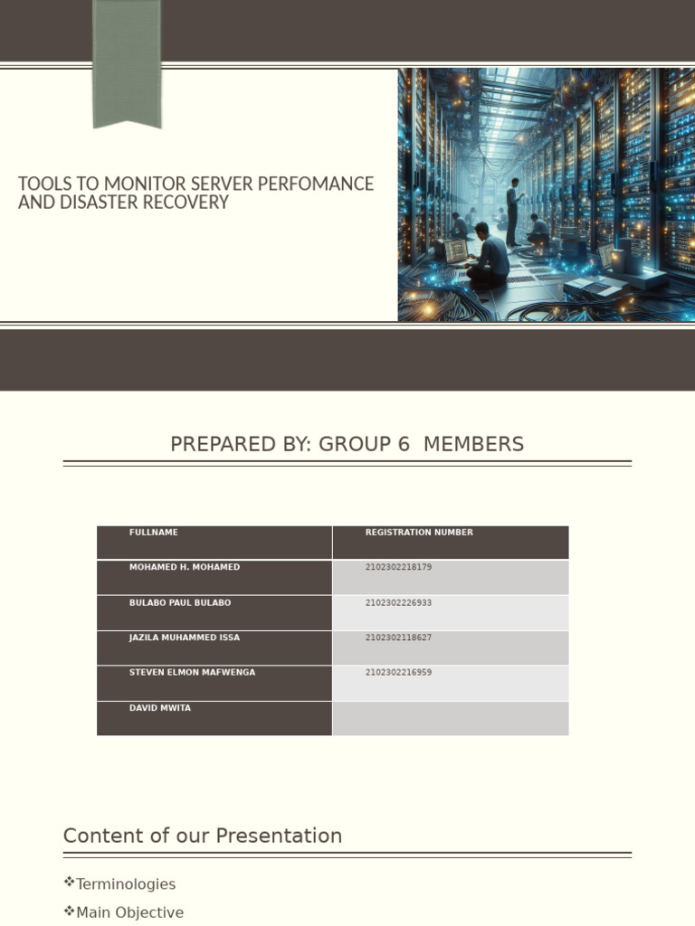 Tools To Monitor Server Perfomance and Disaster Recovery | PDF ...