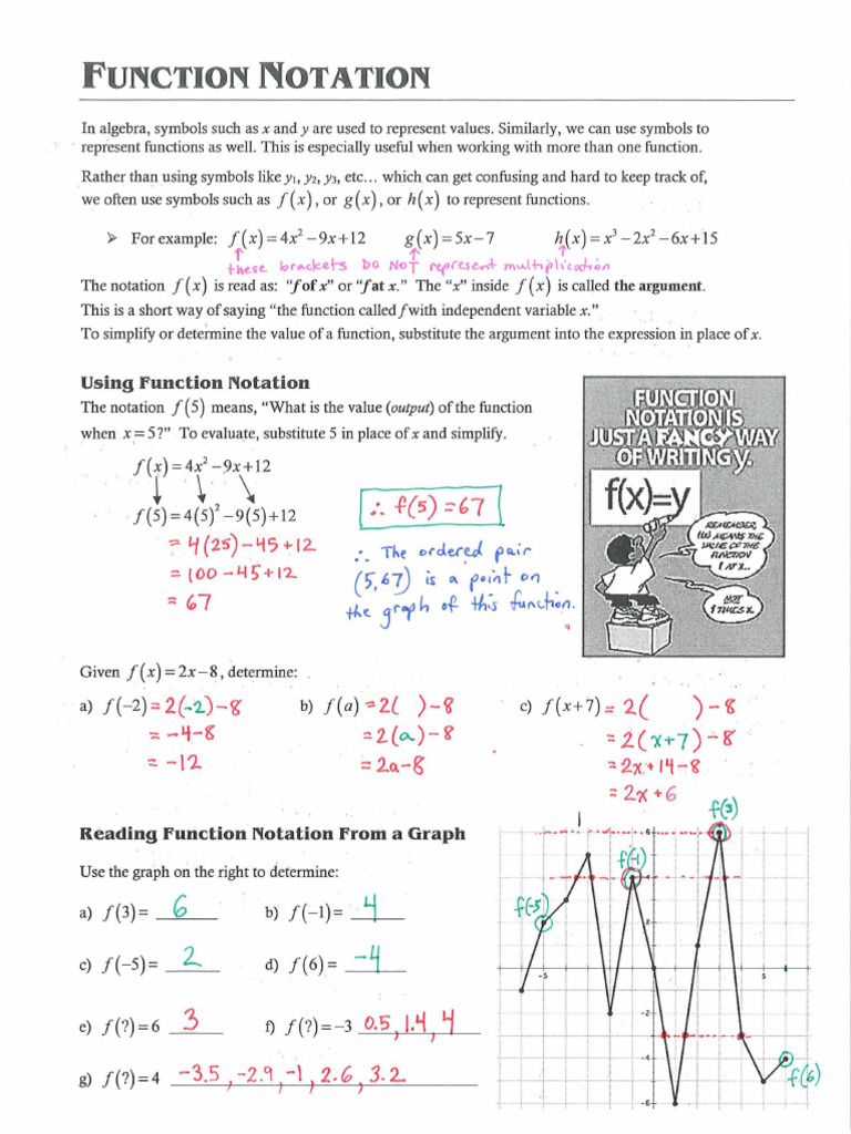 5.3 - 6.3 - Function Notation-Filled | PDF | Function (Mathematics ...