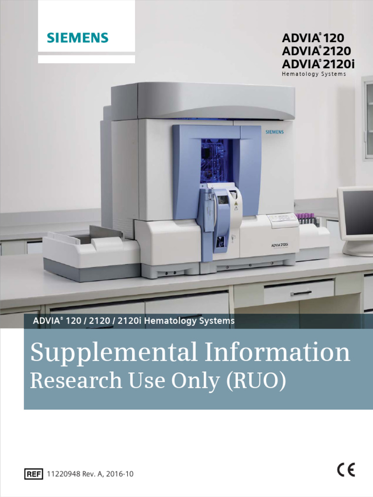 ADVIA 120 2120 2120i Hematology System Operator S Guide, English, RUO ...