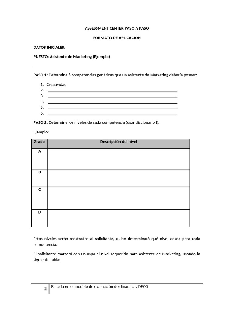 Ejercicio de Assessment Center Paso A Paso | PDF | Creatividad