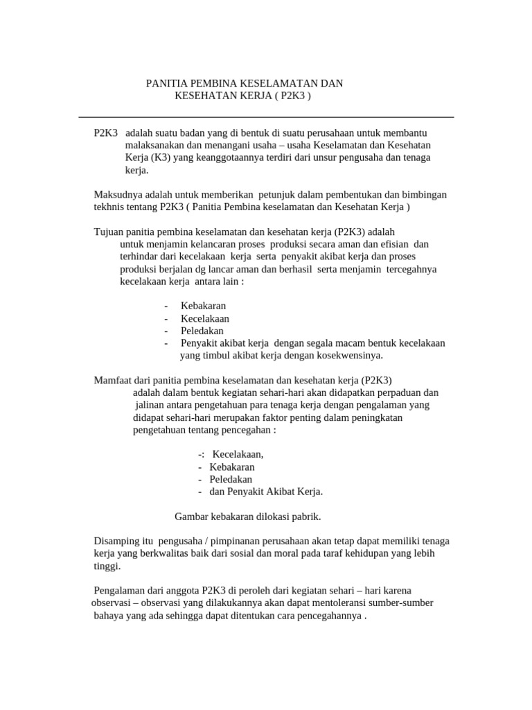 Laporan Makalah P2K3. | PDF