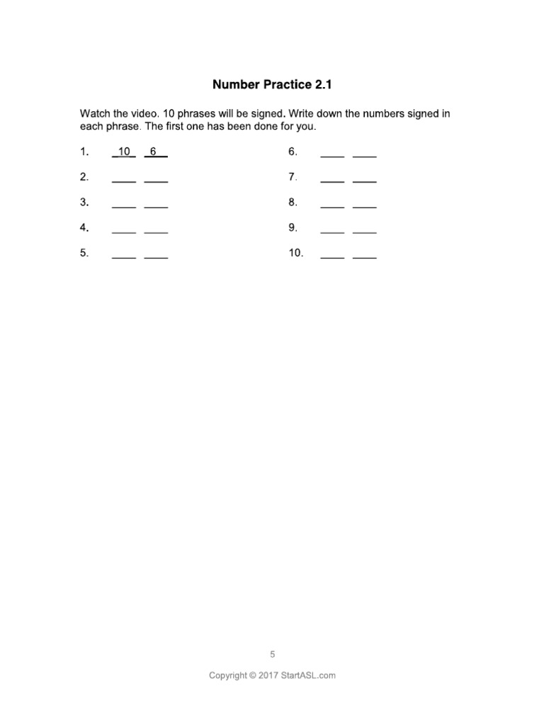 Number Practice (1 10) 1 | PDF