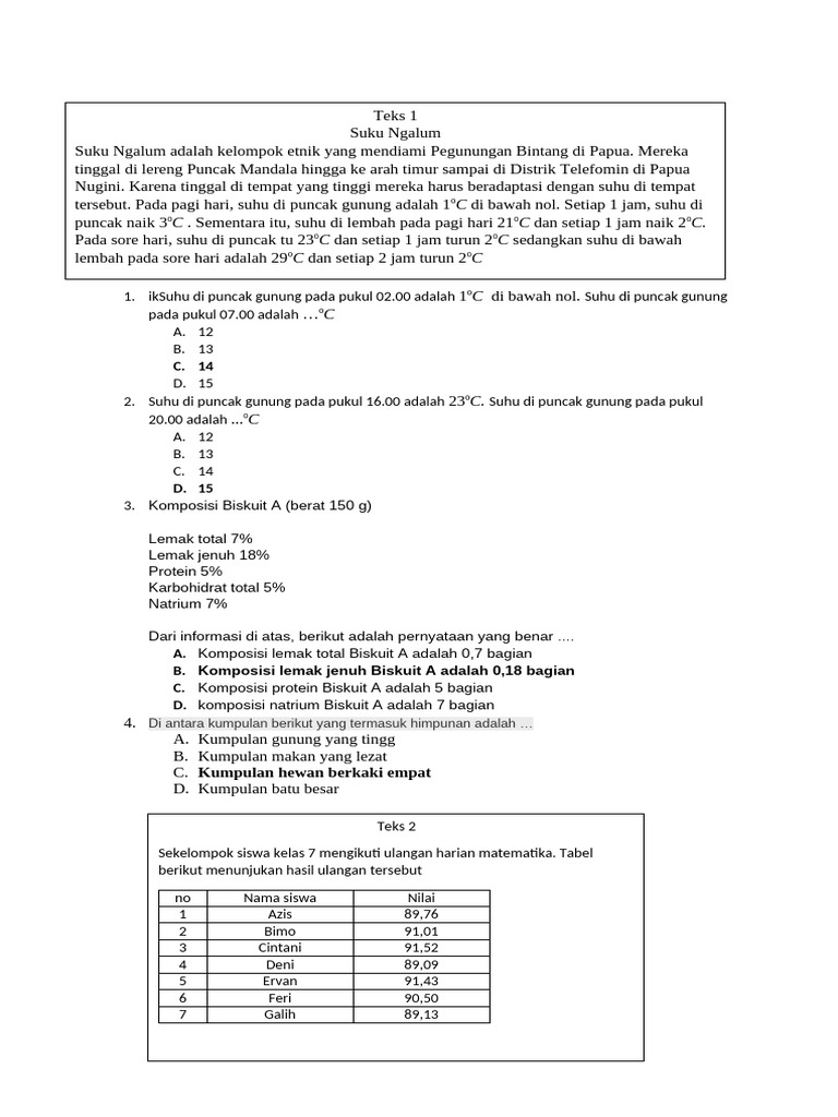 Soal ASAS Kelas 7 | PDF