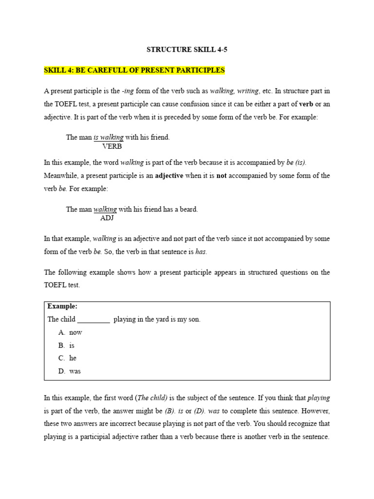 Structure Skill 4-5 | PDF | Verb | Adjective