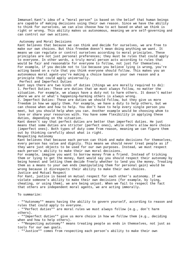 Immanuel Kant's | PDF | Autonomy | Social Psychology