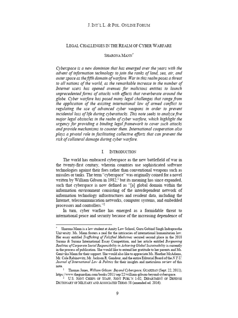 Mann Note - Final Draft - EIC Approved | PDF | Cyberwarfare | Security