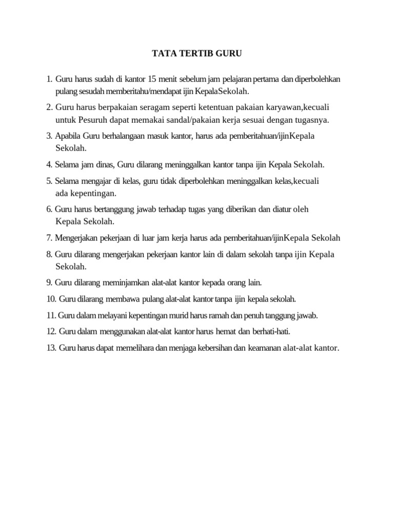 Tata Tertib Guru | PDF | Karier & Perkembangan
