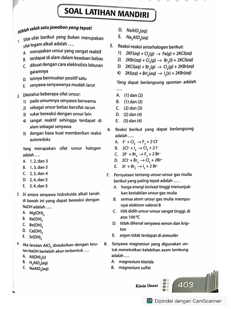 Soal Kimia Unsur | PDF