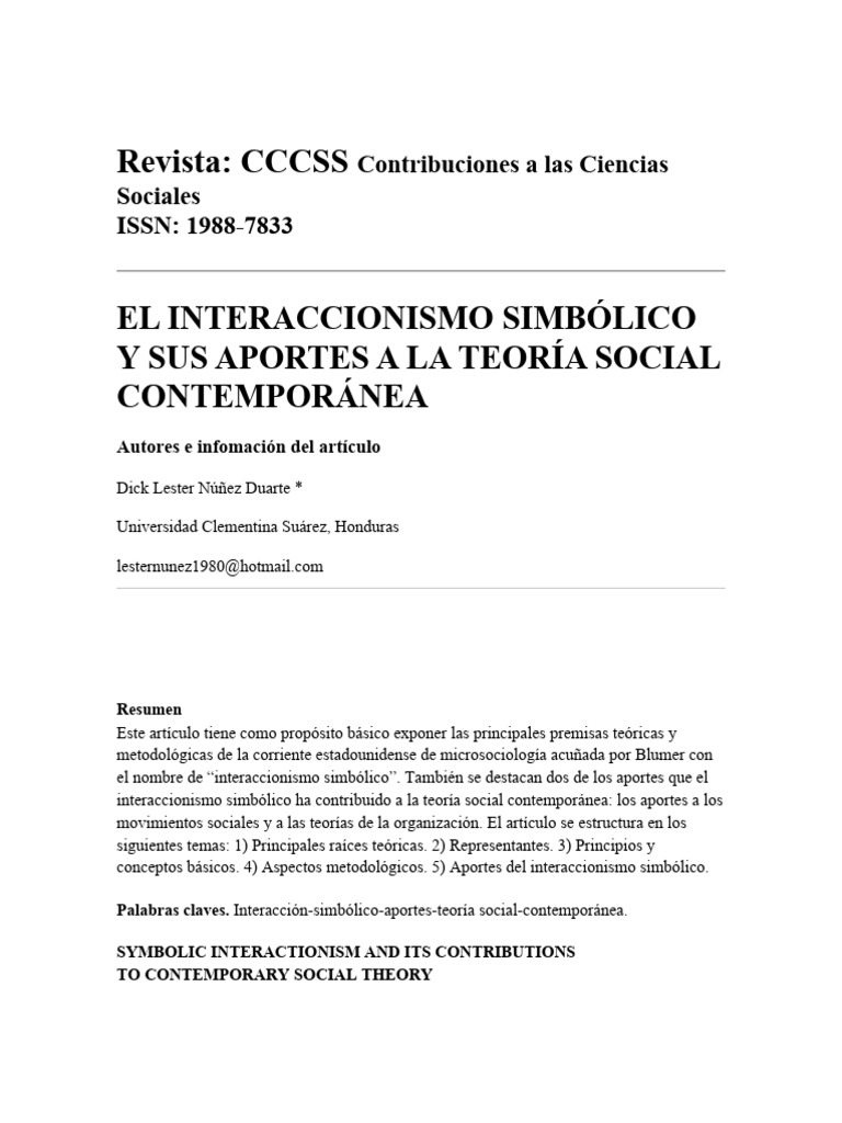 Interaccionismo Simbólico | PDF | Sociología | Epistemología