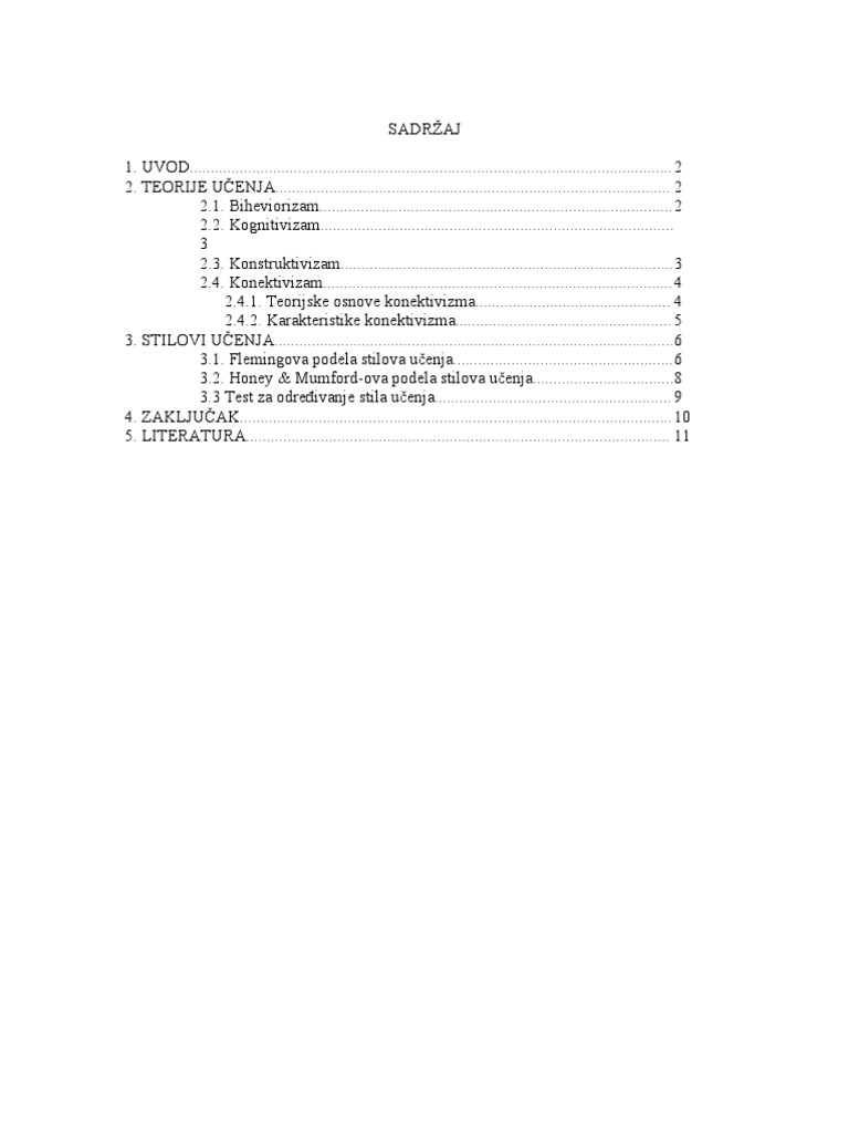 Teorije I Stilovi Ucenja | PDF