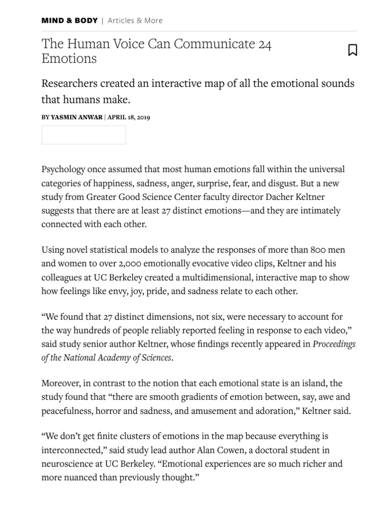 The Human Voice Can Communicate 24 Emotions | PDF | Emotions | Behavioural Sciences