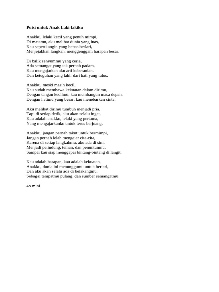 Puisi Untuk Anak Laki | PDF