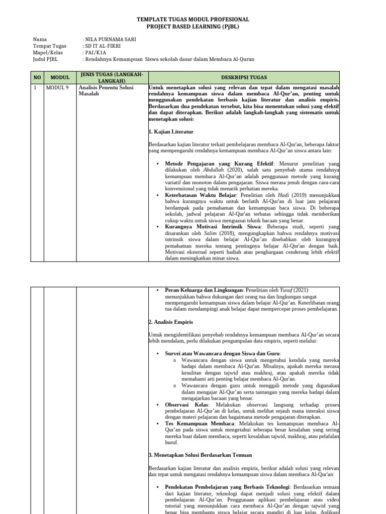PJBL NILA PURNAMA SARI Modul 9 SKI | PDF | Karier & Perkembangan | Sains & Matematika