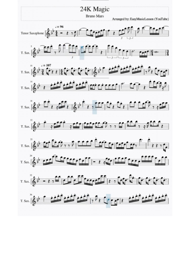 24K MAGIC - Tenor Saxophone | PDF