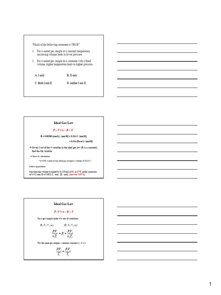 Chap+06 Pt2 Ideal+gas+law+calculation+and+partial+pressure | PDF ...