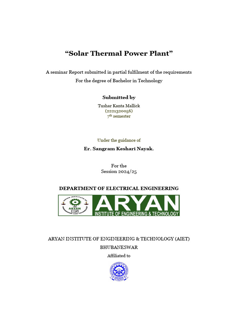 Types of Solar Thermal Power Plants | PDF | Solar Energy | Photovoltaics