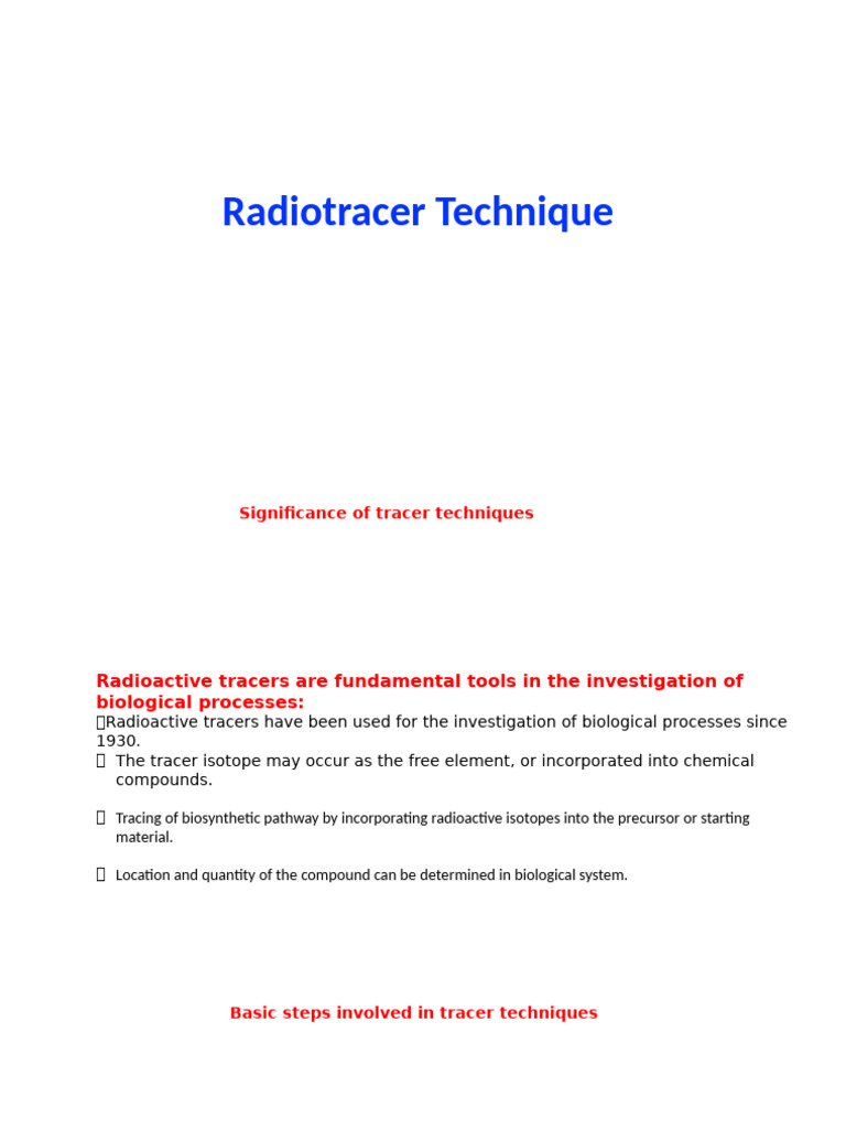Radiotracer Technique | PDF | Radioactive Tracer | Glutathione