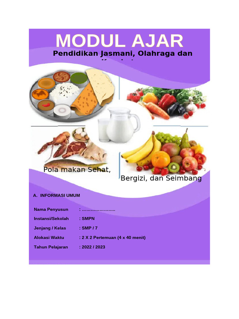 MA UNIT 8.2 Pola Makan Sehat, Bergizi, Dan Seimbang | PDF