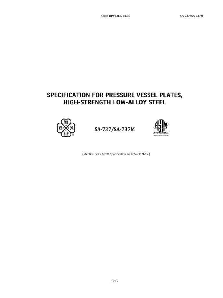 SA737 | PDF | Strength Of Materials | Specification (Technical Standard)