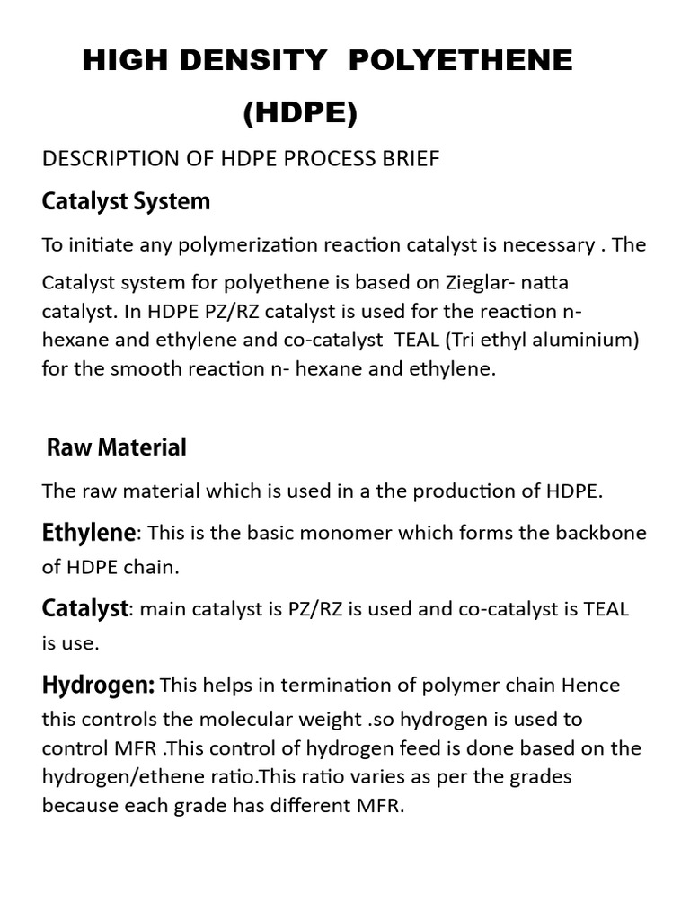 High Density Polyethene | PDF | Polyethylene | Polymerization