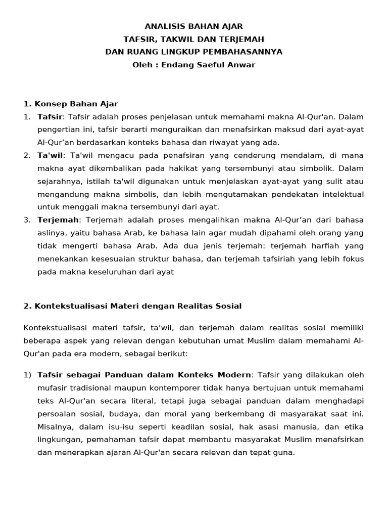 ANALISIS BAHAN AJAR - Docx (MODUL 4) | PDF