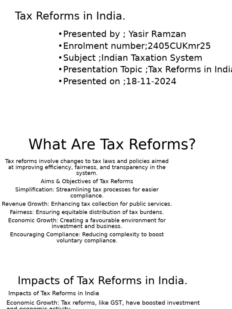Overview of Tax Reforms in India | PDF | Taxes | Tax Reform