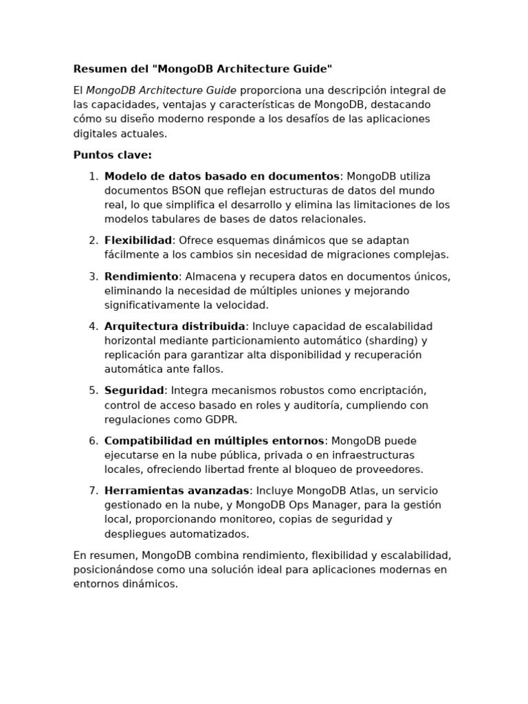 MongoDB: Flexibilidad y Escalabilidad | PDF | Mongo Db | Computación en la nube