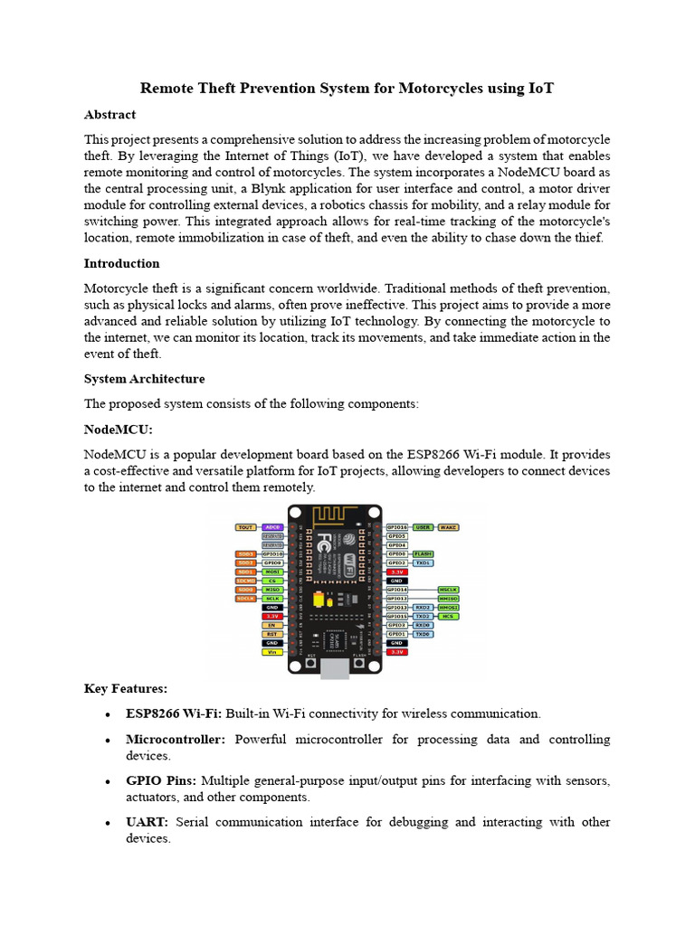 Remote Theft Prevention System For Motorcycles Using IoT | PDF | Relay ...