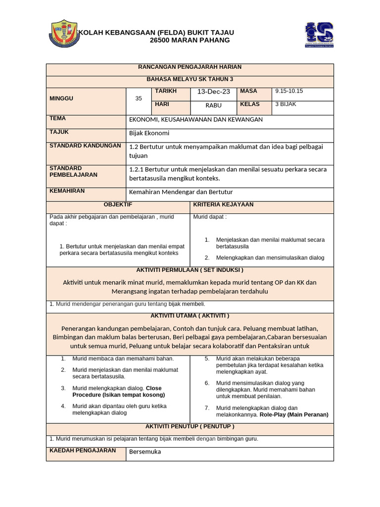 RPH Minggu 37 2 Januari 2024 | PDF